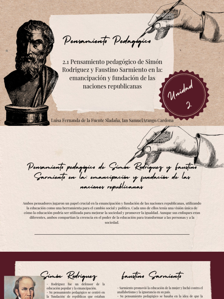 2.1 Pensamiento Pedagógico de Simón Rodriguez y Faustino Sarmiento en La Emancipación y ...
