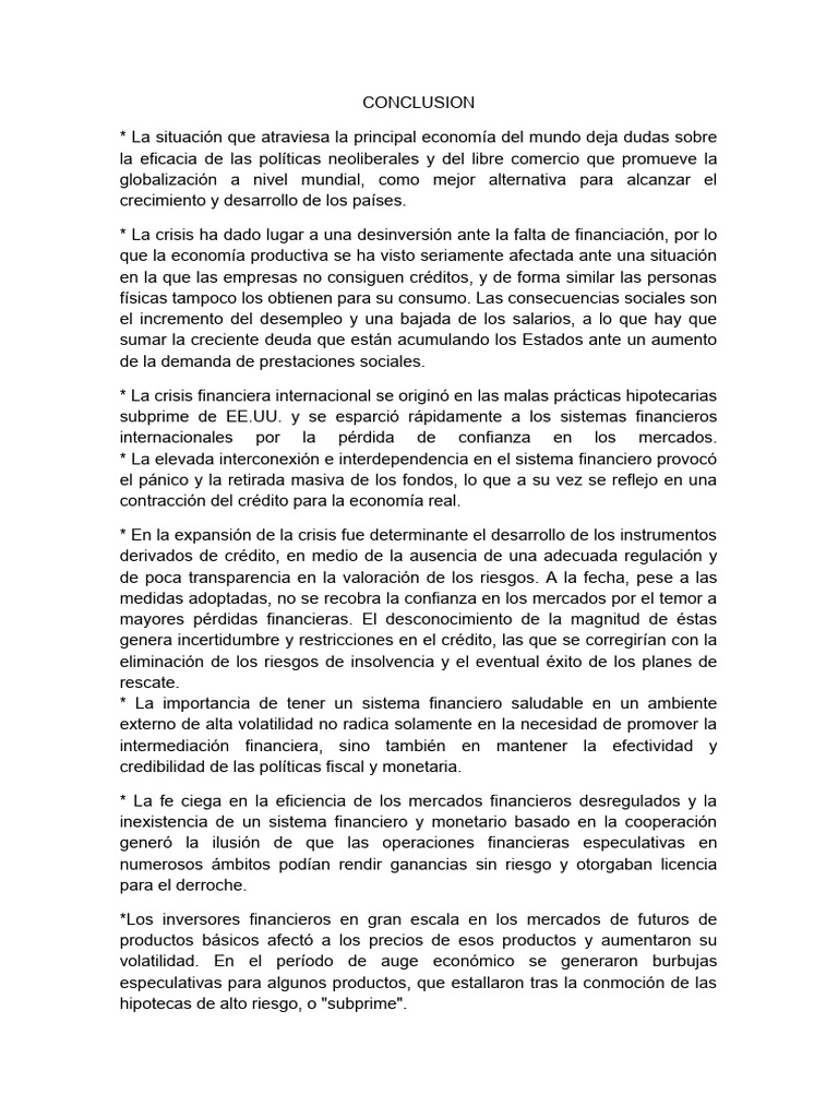 Conclusion Macro | PDF | Sistema financiero | Economía política