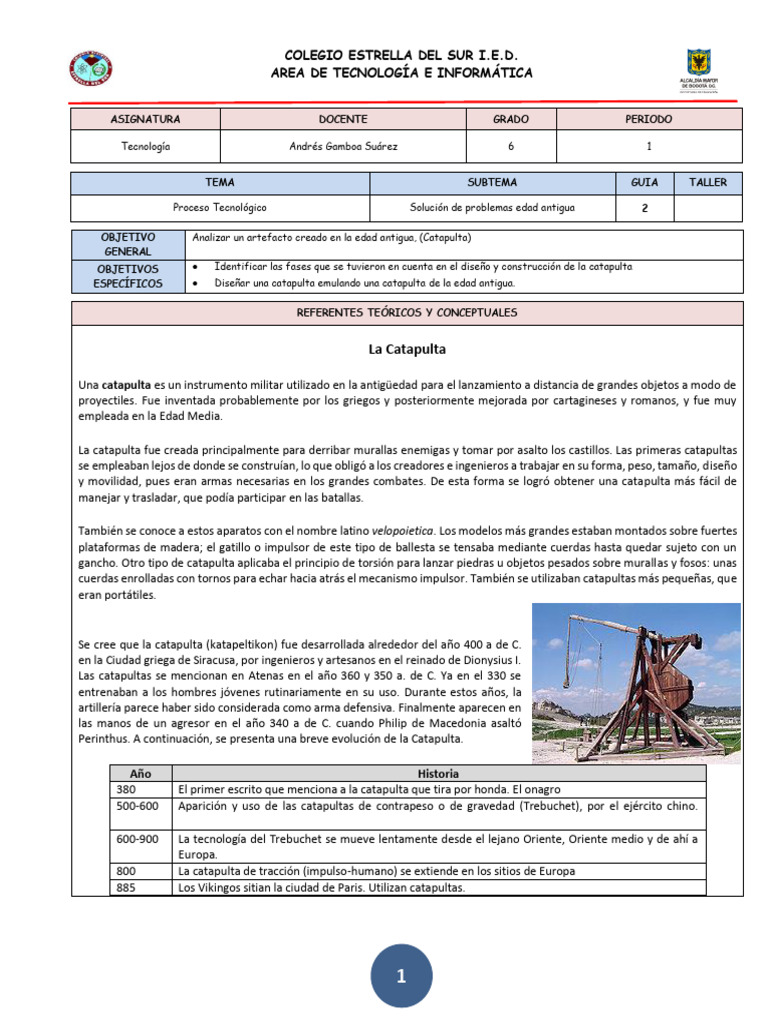 Historia y tipos de catapultas antiguas | PDF | Proyectiles | Armas de ...