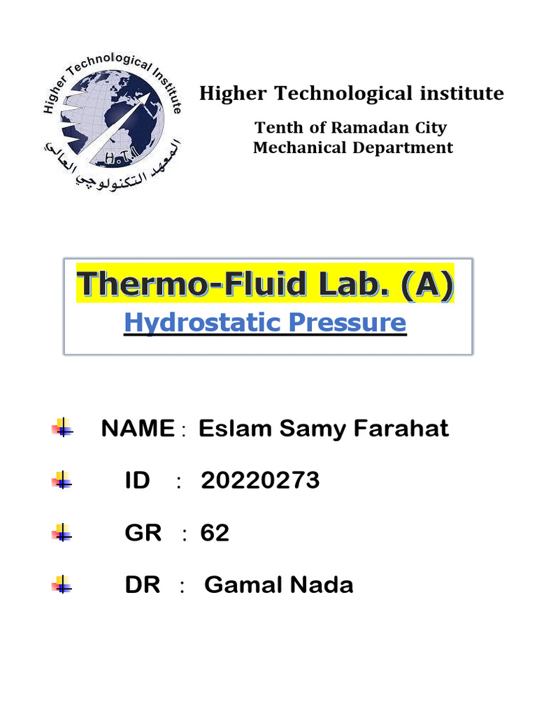 Hydrostatic Pressure Experiment Guide | PDF | Pressure | Force
