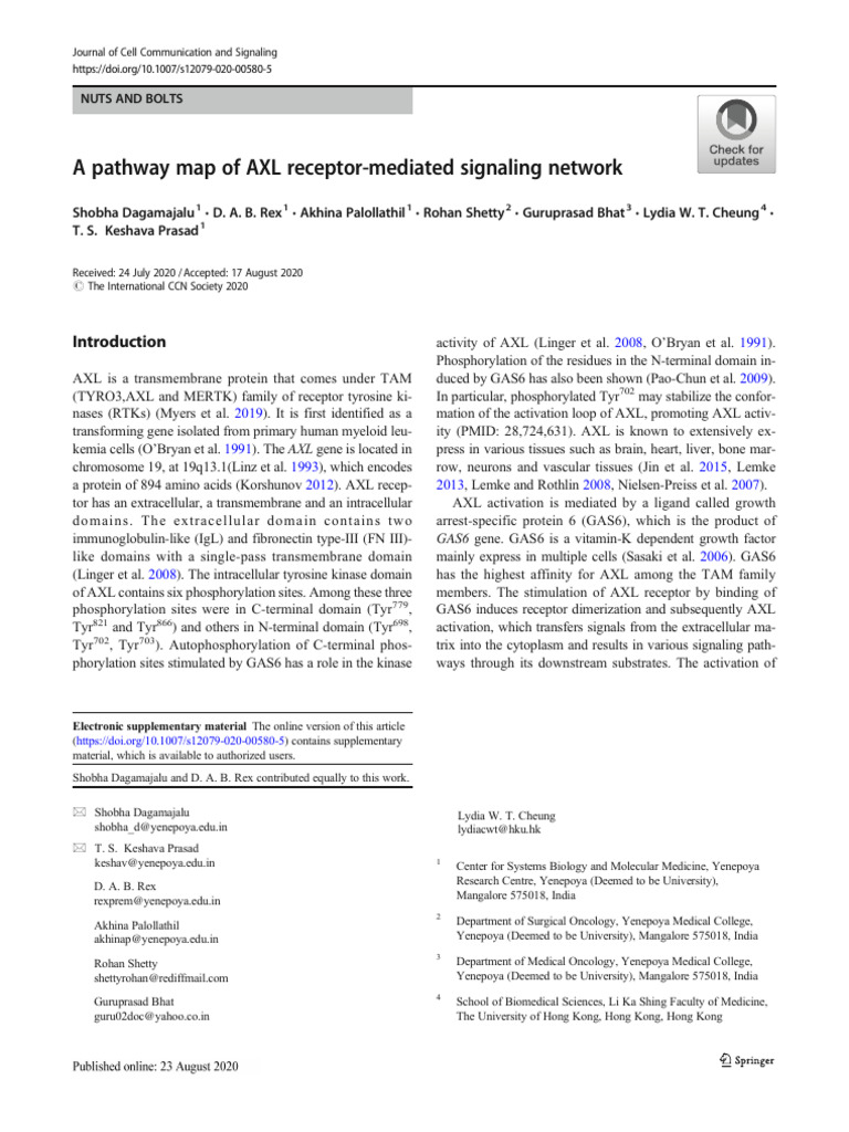 5.9-A Pathway Map of AXL Receptor-Mediated Signaling Network | Download ...