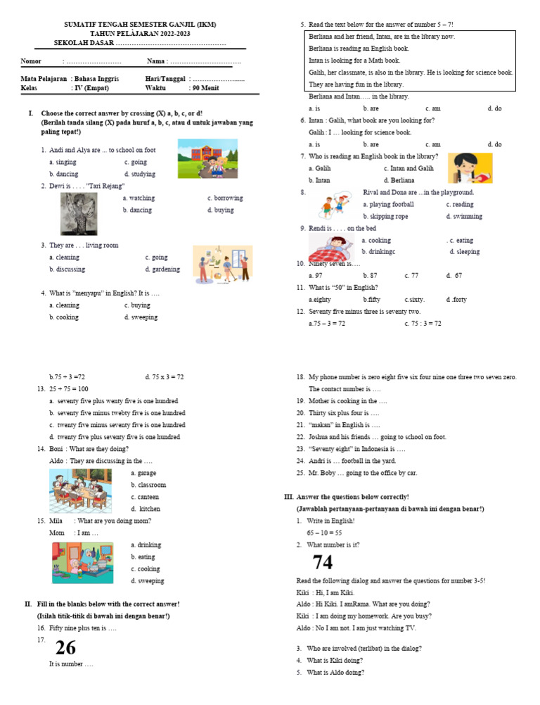 Soal Sts-Ikm BHS Inggris KLS 4 | PDF
