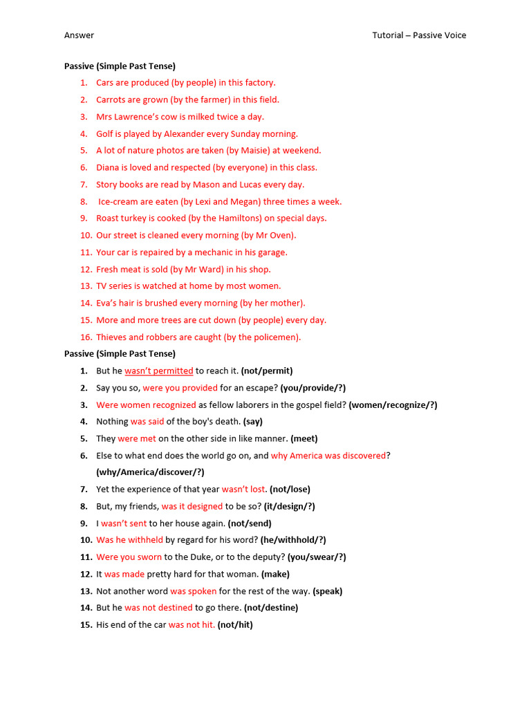 (Ans) Tutorial - Passive Voice | PDF