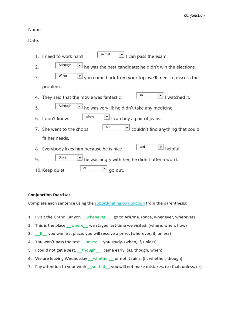 (Ans) Tutorial Conjunction | PDF | Language Arts & Discipline