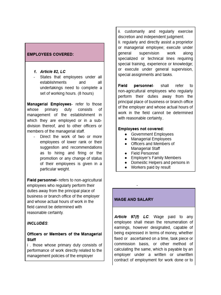 Labor And Social Legislation Module 4 Pdf Overtime Employment