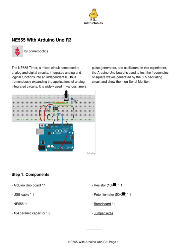 NE555 With Arduino Uno R3 | PDF | Electronic Circuits | Electronics