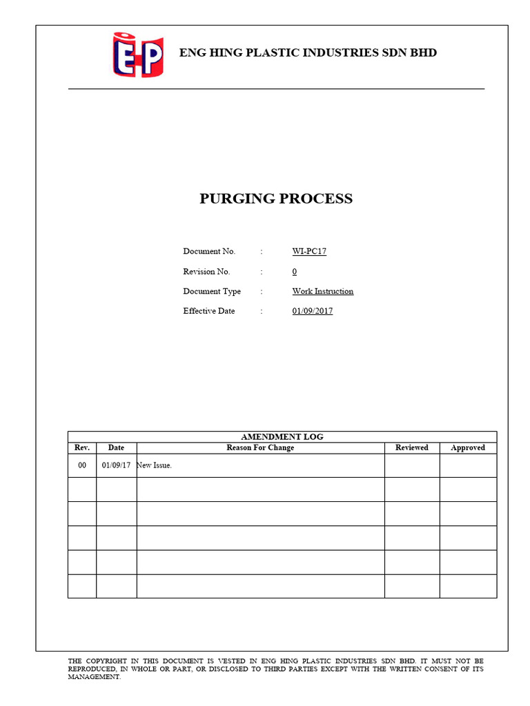 WI-PC17 - Purging Process R0 | PDF | Extrusion | Building Materials