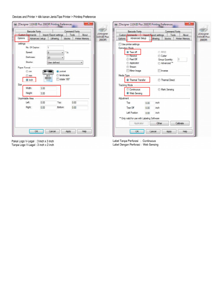Setting Printer Barcode | PDF