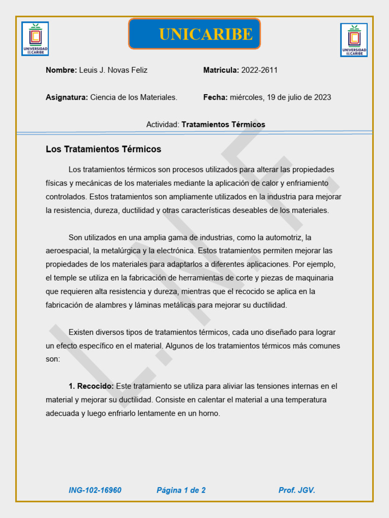 Novas Feliz, Leuis J. - Tratamientos Térmicos | PDF | Tratamiento a ...