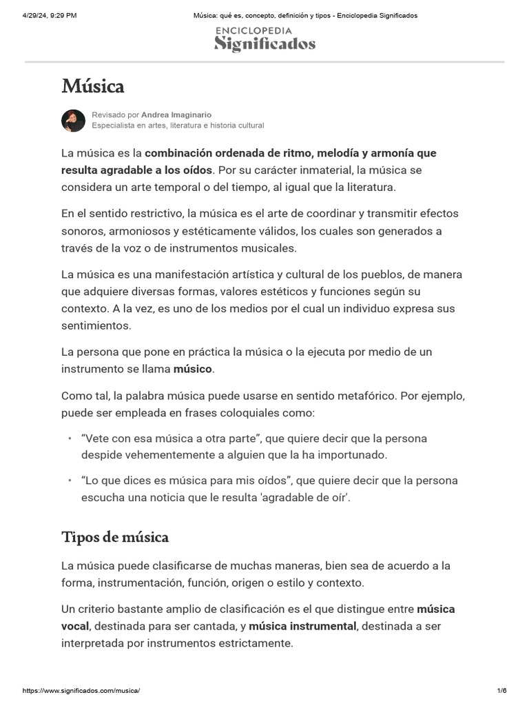 Música - Qué Es, Concepto, Definición y Tipos - Enciclopedia ...