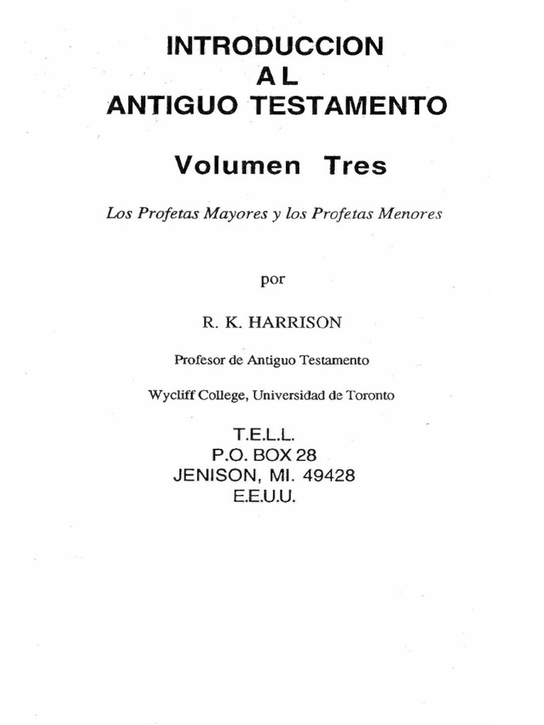 R.K. Harrison, Introduccion Al Antiguo Testamento Vol - III | Descargar ...