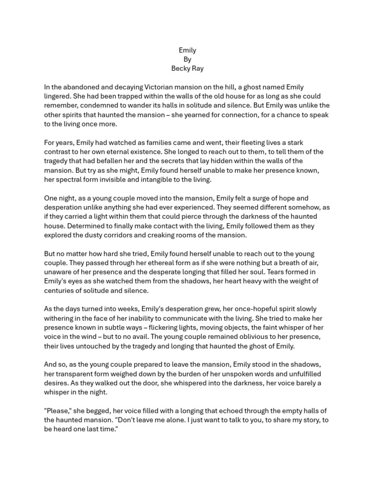 The Ghost of Emily: A Haunting Tale | PDF | Ghosts