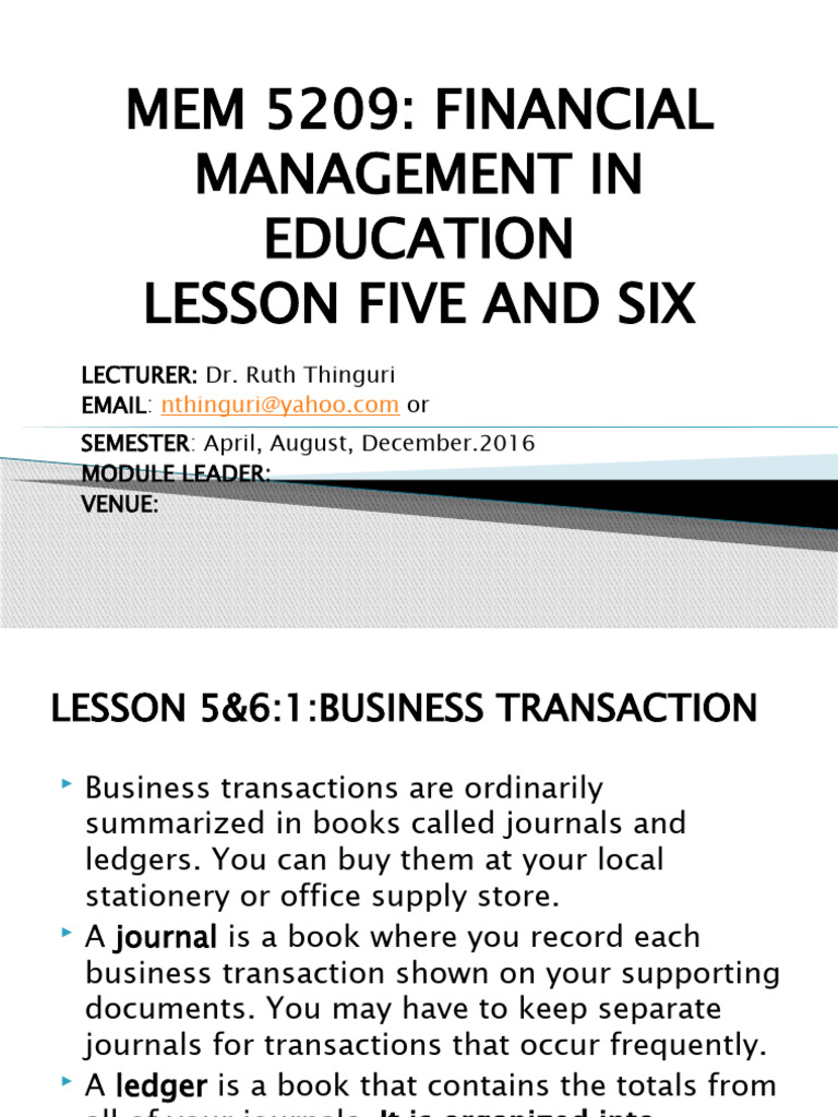 Mem Financial Management-Powerpoint Lesson 5 - 6 | PDF | Debits And Credits | Financial Services