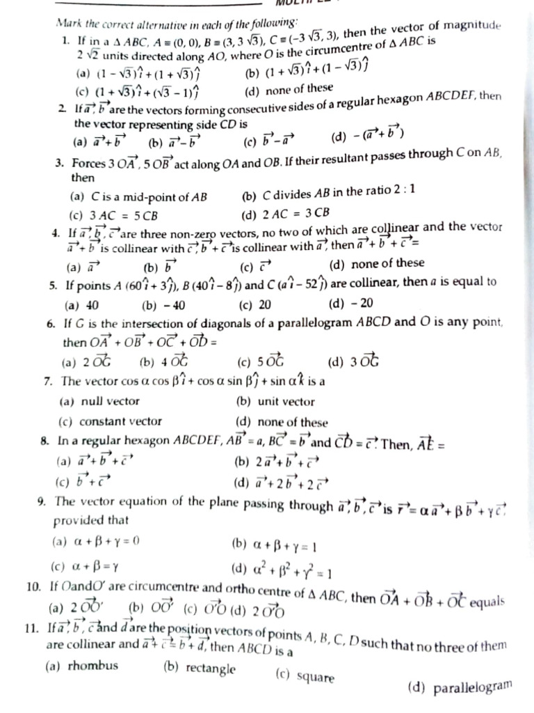 Objective Questions JEE Advanced | PDF | Triangle | Geometric Shapes