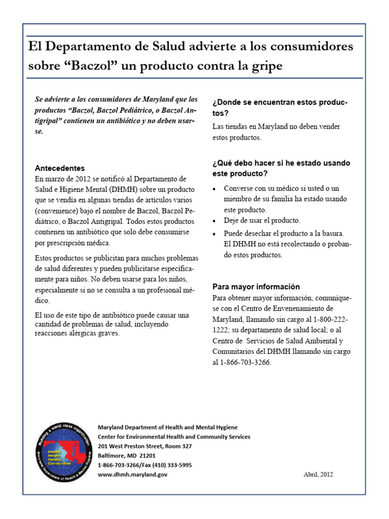 Baczol Flyer - 2012 - SP | PDF | Cuidado de la salud | Salud pública