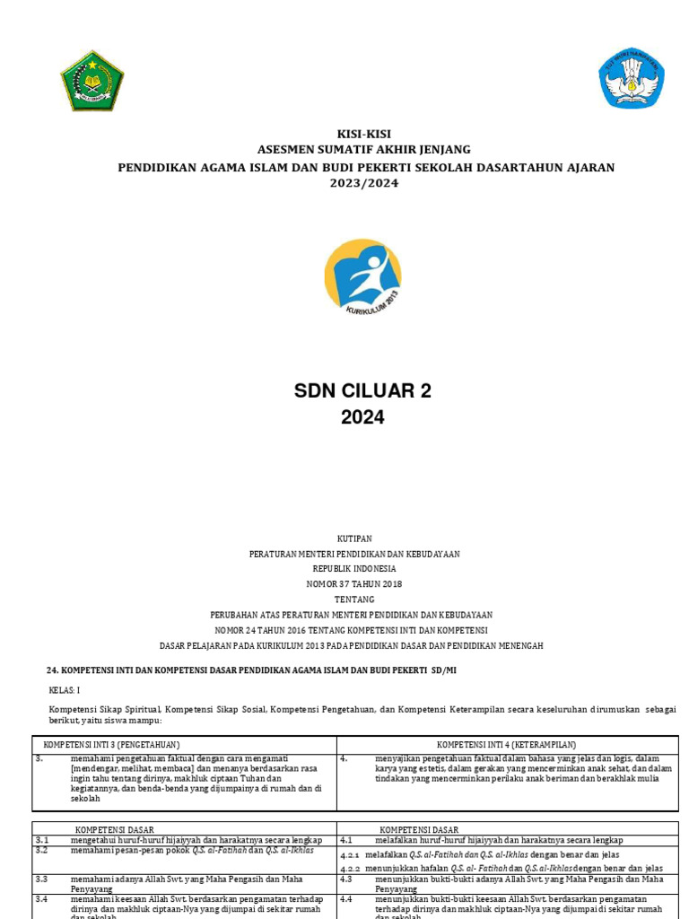 Kisi-Kisi Asesmen Akhir Jenjang C2 2024 | PDF