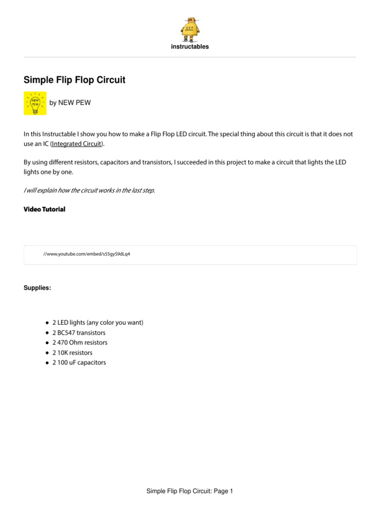 Simple Flip Flop Circuit | PDF | Electrical Network | Resistor
