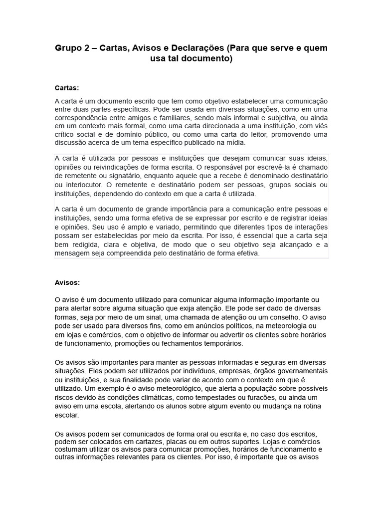 Grupo 2 - para Que Serve | PDF | Comunicação | Informação