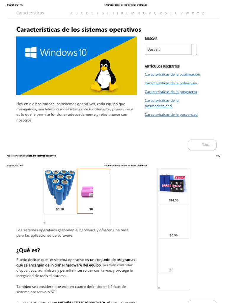 6 Características de Los Sistemas Operativos | PDF | Sistema operativo | Hardware de la computadora