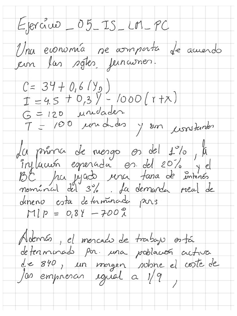 Ejercicio 05 - IS-LM-PC | PDF