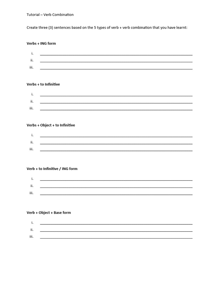 Tutorial - Verb Combination | PDF