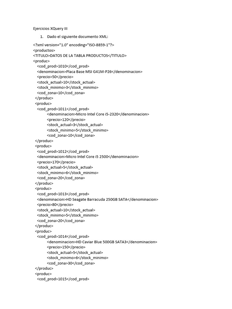 Ejercicios XQuery III - Con Solucion | PDF | Computadoras personales | Informática
