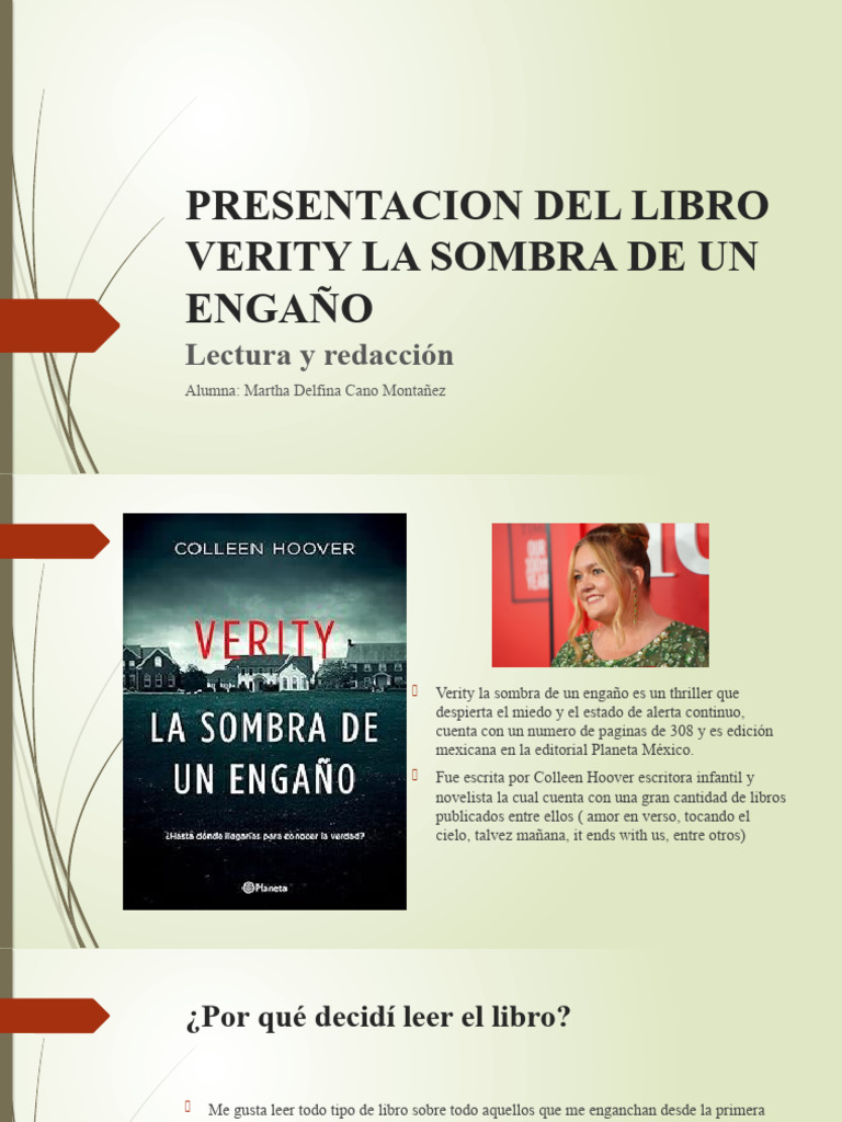 Presentacion Del Libro Verity La Sombra de Un | PDF