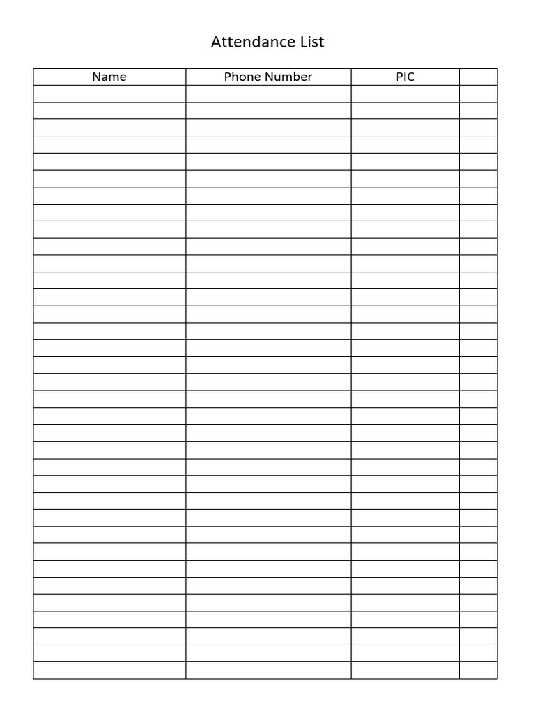 Attendance List Template | PDF