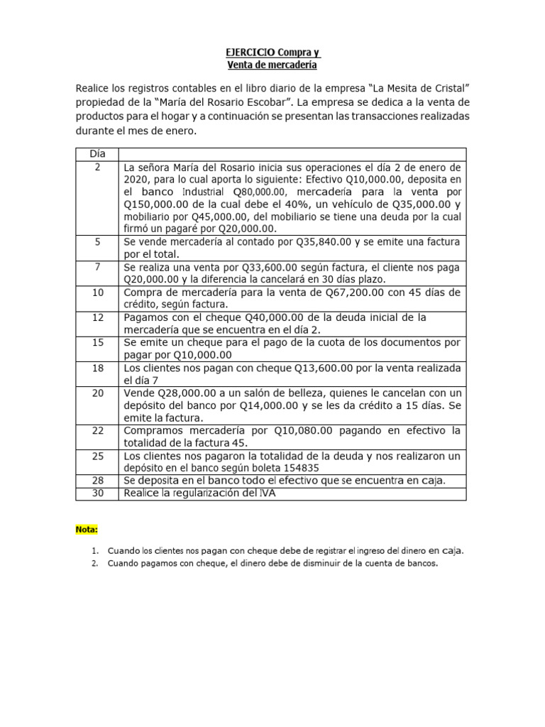 Ejercicio Compras Y Ventas Cl Pdf