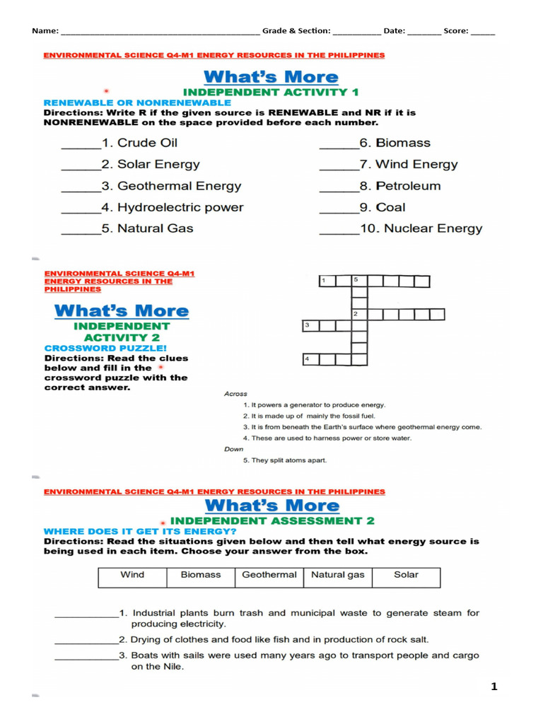 4TH Quarter Activity Sheets | PDF