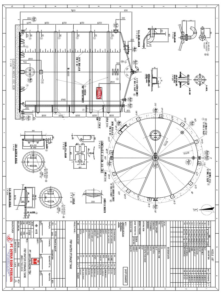 Shop Drawing - FRP Water Storage Tank Cap 200 M3 | PDF