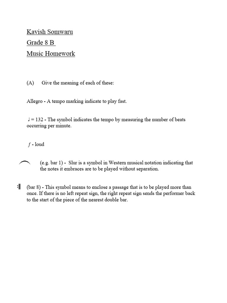 Music Homework | PDF