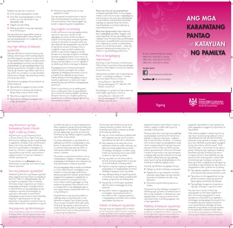 Human Rights and Family Status - Tagalog - Accessible | PDF