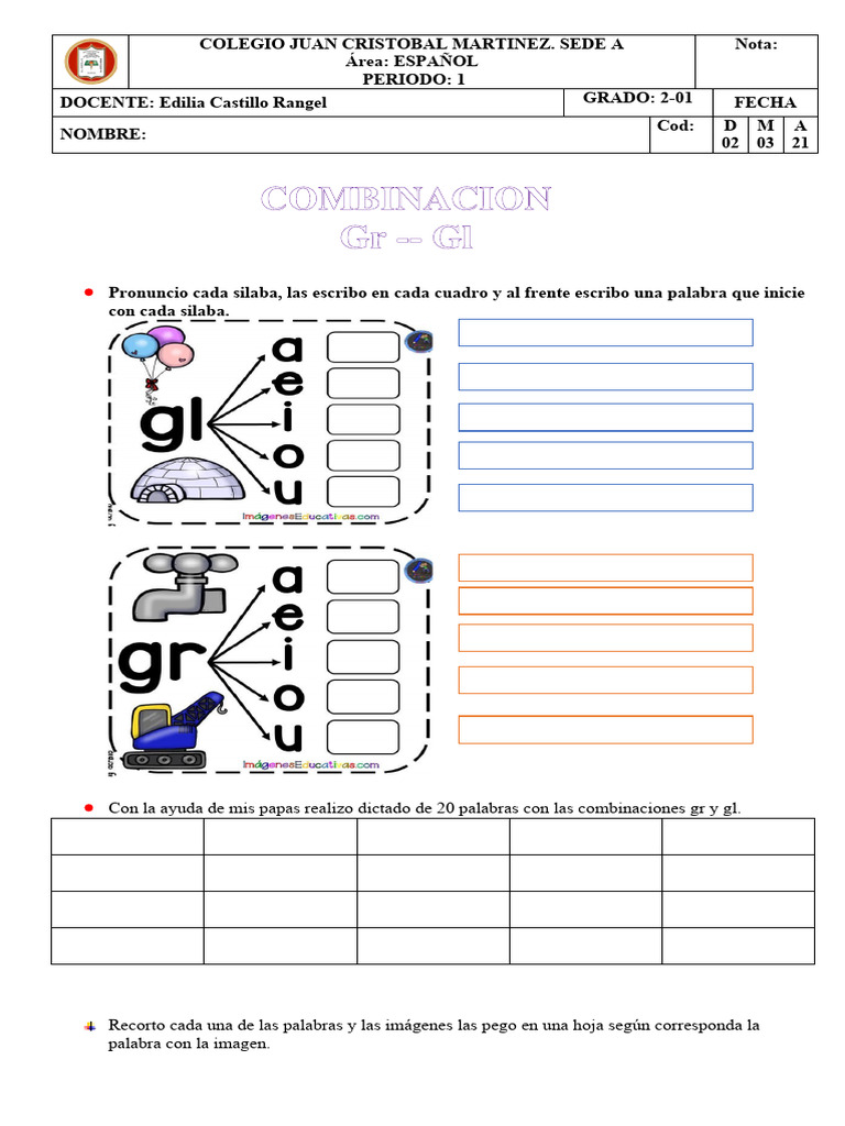 Guia de Español Combinacion GR - Gl1 | PDF