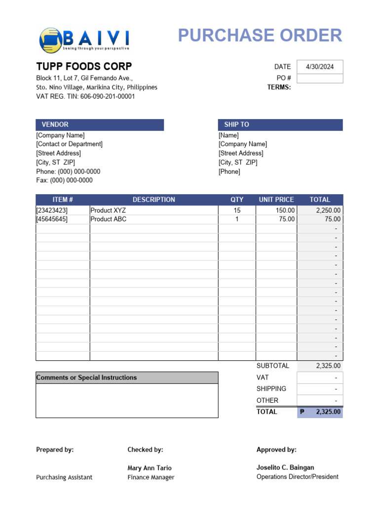 Purchase Order Template | PDF | Computing | Monopoly (Economics)