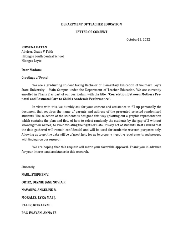 Letter To Class Adviser | PDF