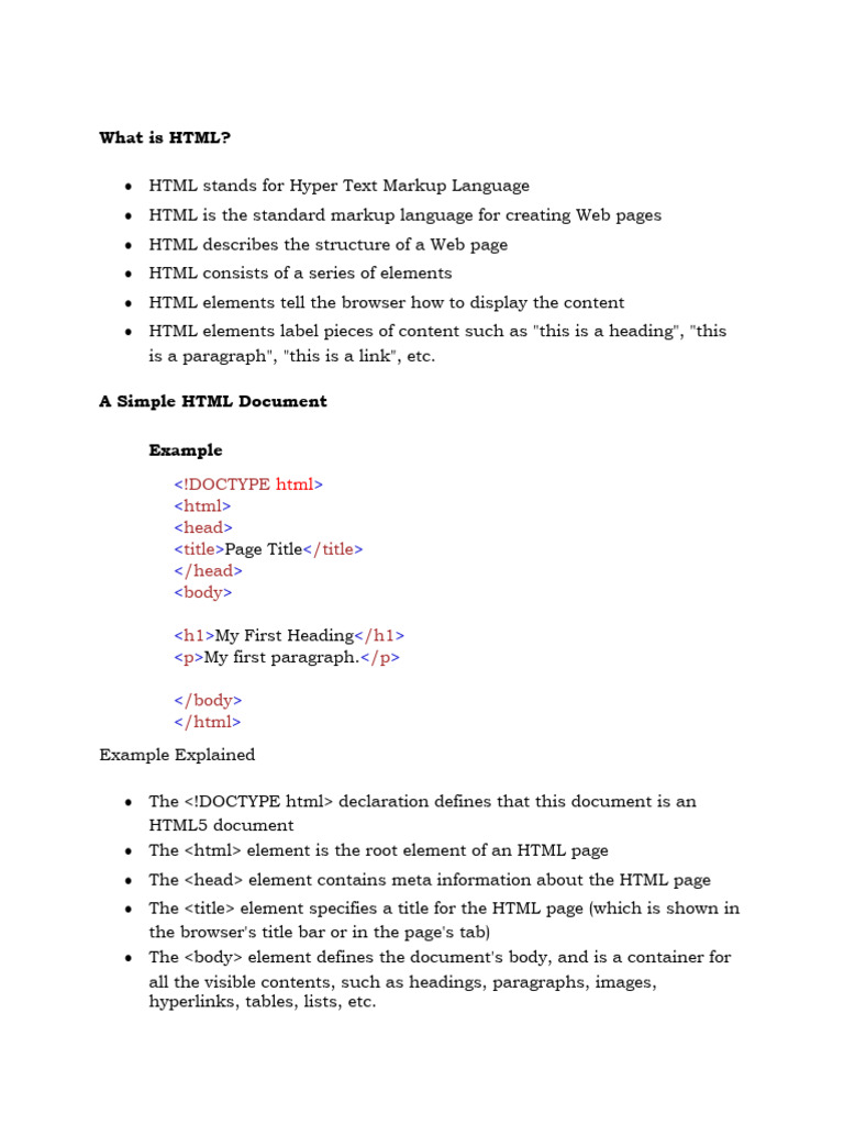 What Is HTML | PDF | Html | Html Element