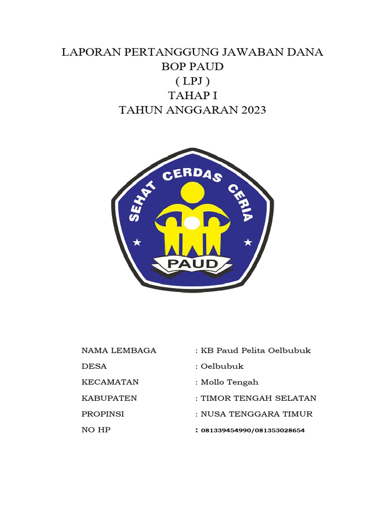 Contoh COVER SPJ (Sesuaikan Logo Lembaga) | PDF