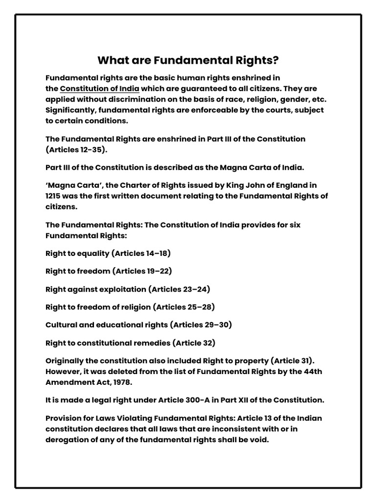 Fundamental Rights | PDF | Human Rights | Freedom Of Religion