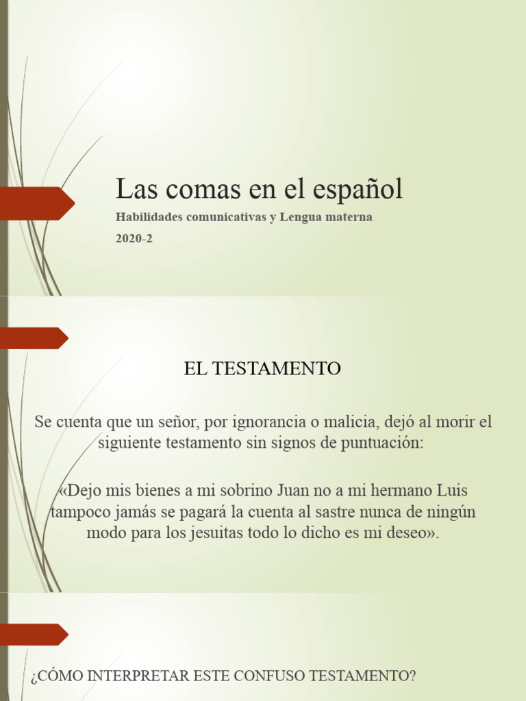 Comas en español: Uso y ejemplos | PDF | Oración (Lingüística) | Verbo