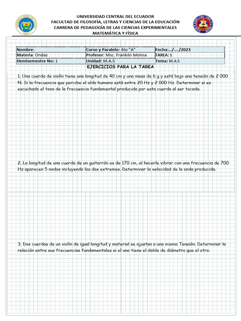 Tarea 5-Principio de Superposición | PDF | Frecuencia | Olas