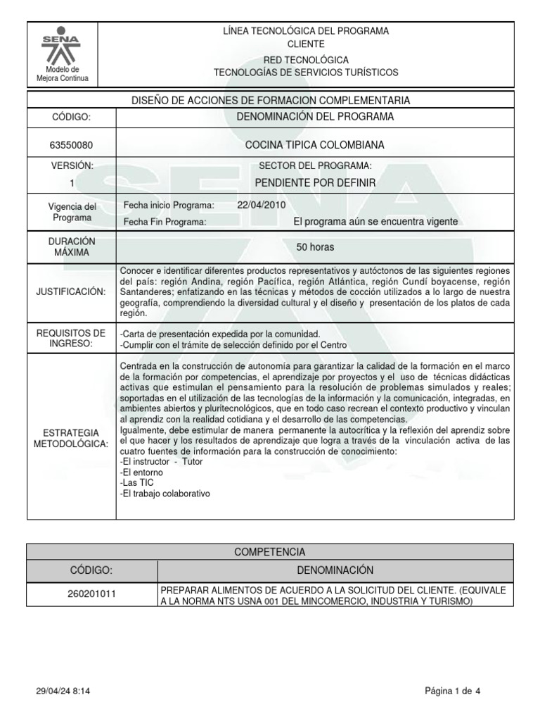 Informe Programa de Formación Complementaria | PDF