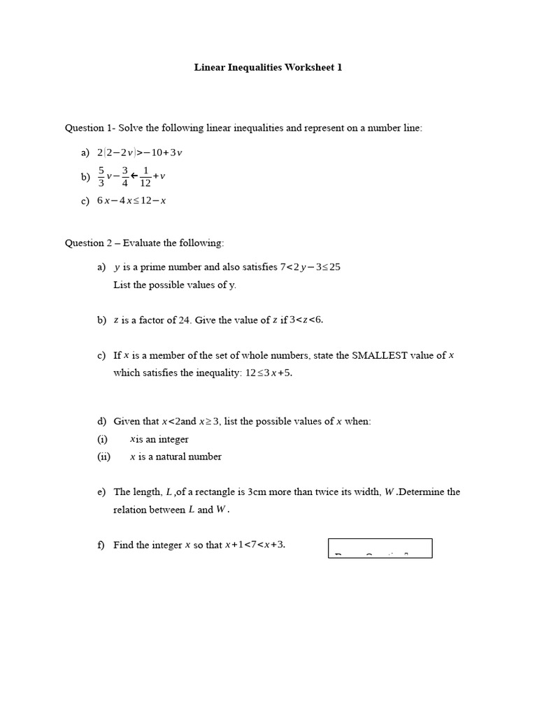 Linear Inequalities Practice | PDF