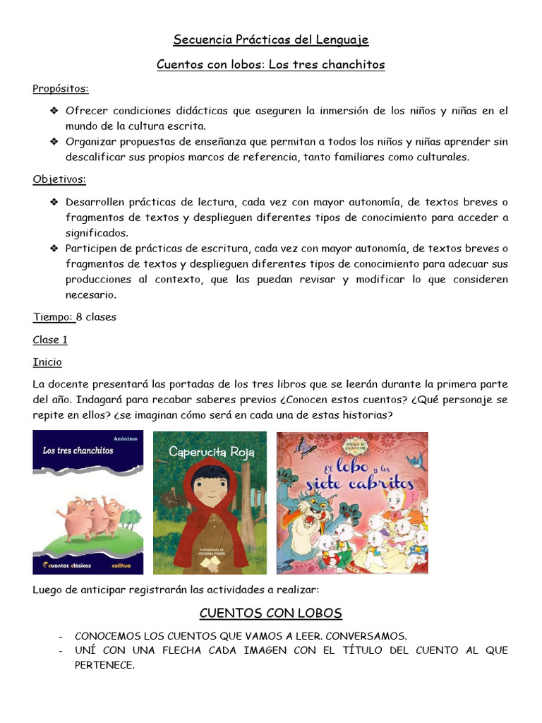 Secuencia Didáctica: Los Tres Chanchitos | PDF