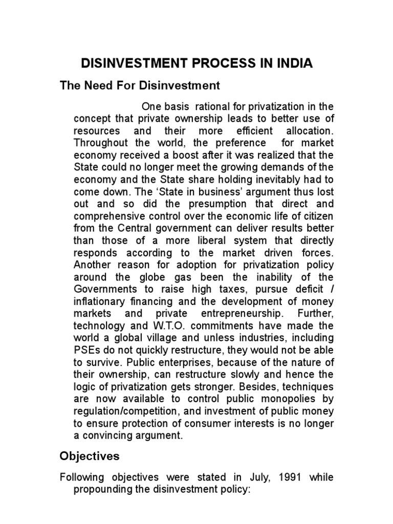 Disinvestment Process in India | Download Free PDF | State Owned ... Disinvestment Process in India | Download Free PDF | State Owned ...