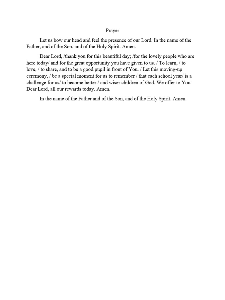 Moving-Up Ceremony Prayer | PDF