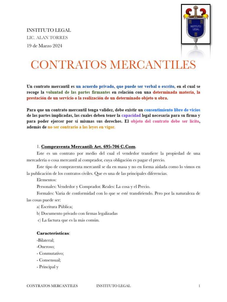 Contratos Mercantiles Típicos1 | PDF | Póliza de seguros | Consentimiento