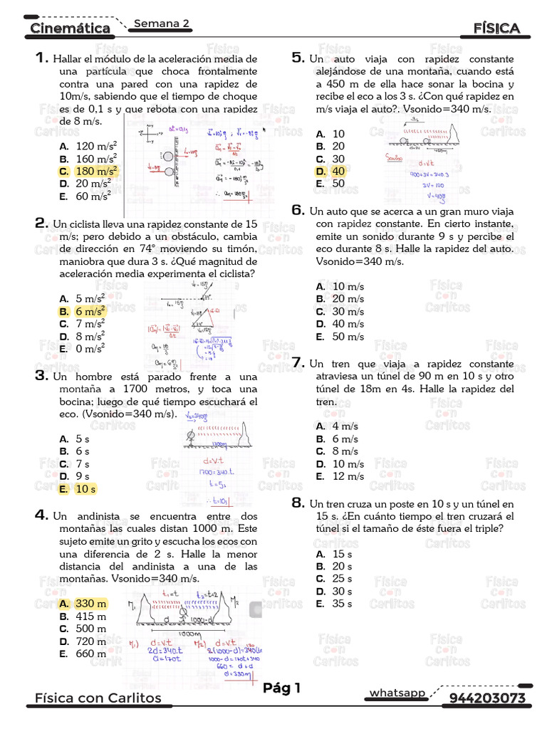 Sem 2 - Cinemática - Mru - Práct 1 | PDF