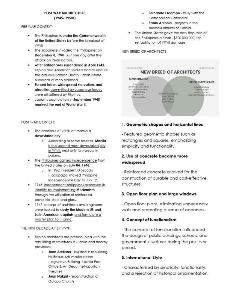 Post-War-Architecture Reviewer Hoa4 | Download Free PDF | Manila ...