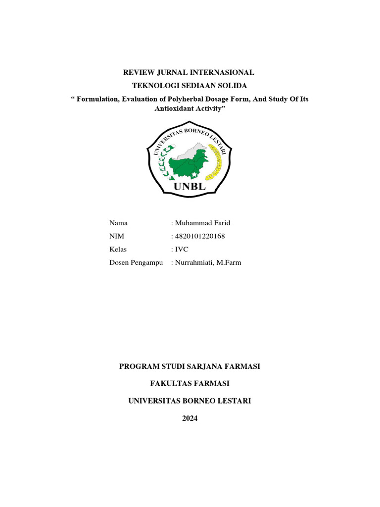 Review Jurnal Universitas Borneo Lestari | PDF